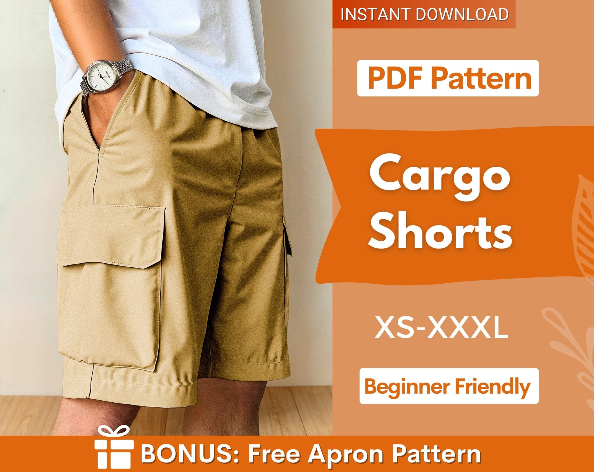 Cargo Shorts Pattern for Men | Men Sewing Pattern | Shorts Pattern Men
