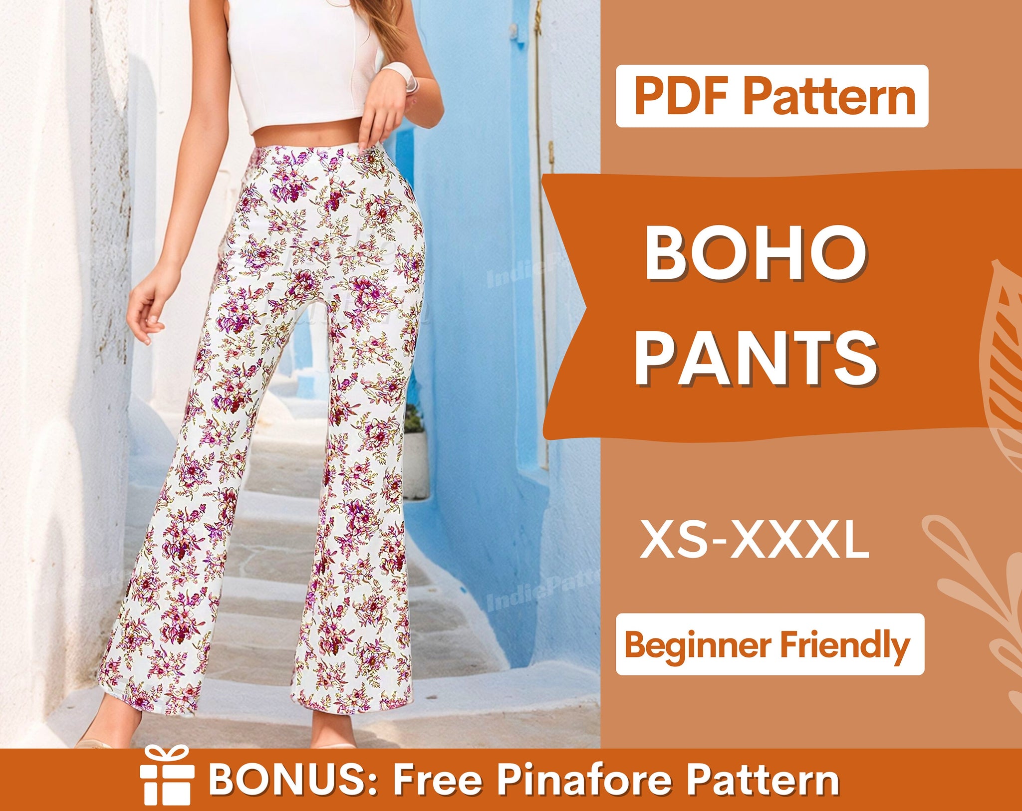 Wide-Leg Flare Pants Sewing Pattern – Instant Download