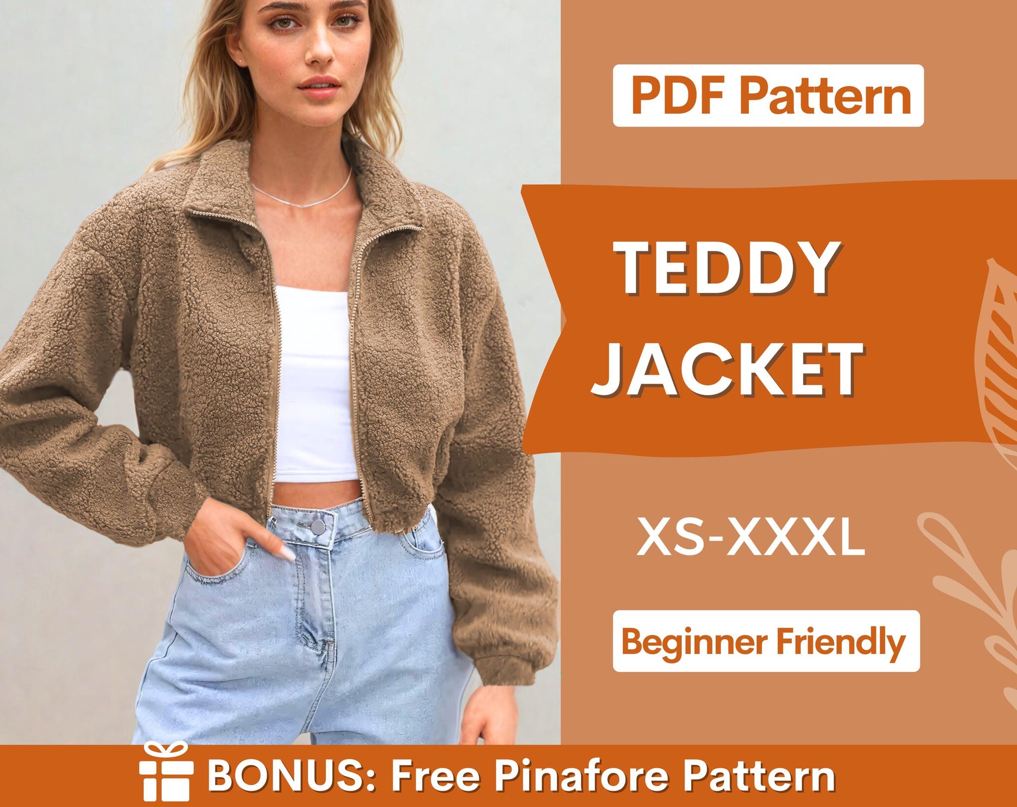 Crop Teddy Jacket Sewing Pattern – Cozy & Stylish Design