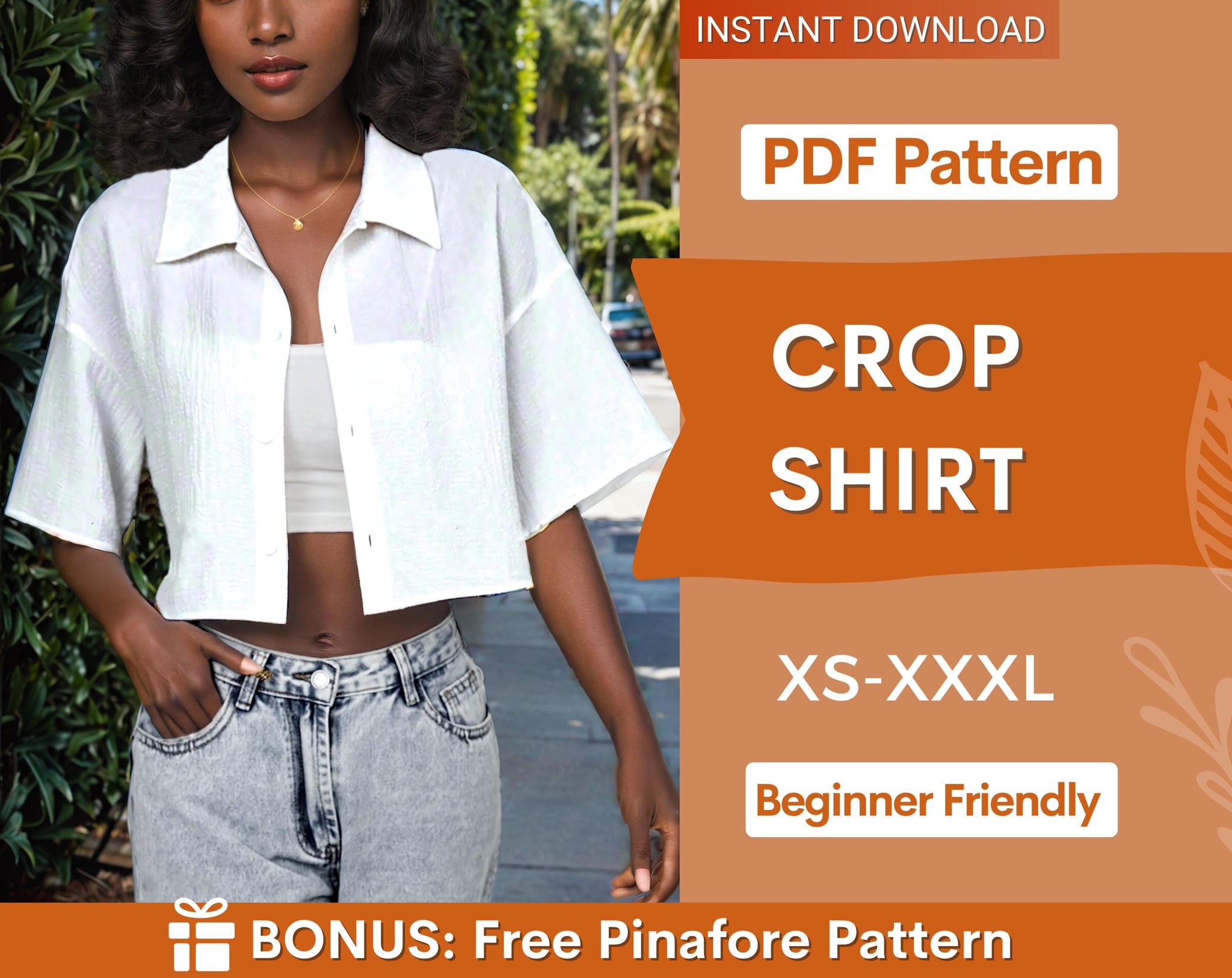 Crop Shirt Sewing Pattern for Women | Easy Shirt Pattern PDF