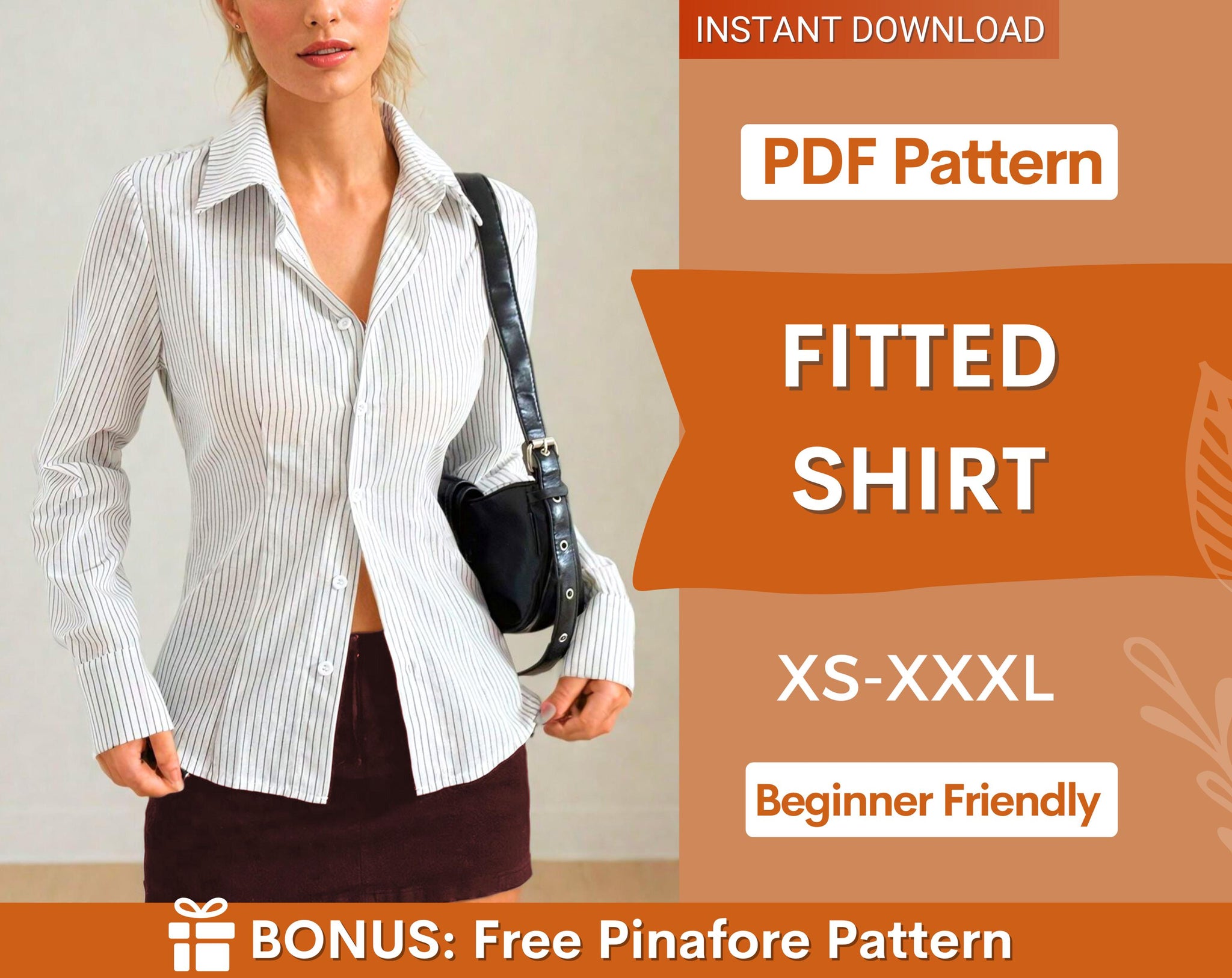 Button-Up Fitted Shirt Sewing Pattern – Tailored for Elegance