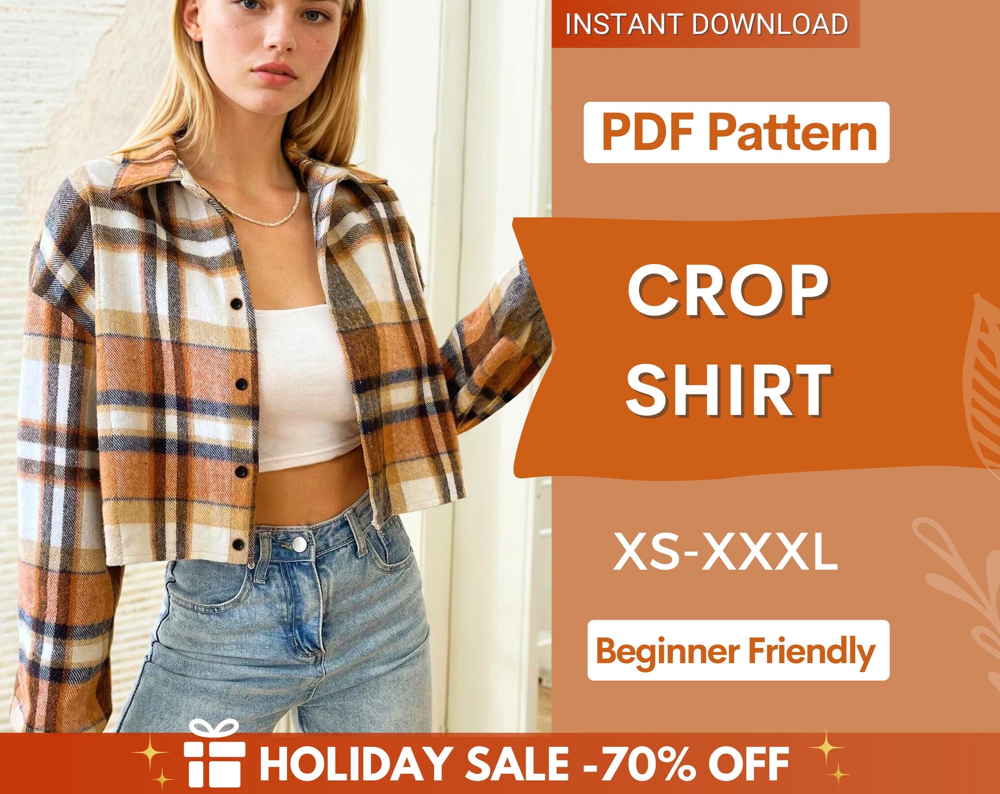 Crop Shirt Sewing Pattern | DIY Long Sleeve Shirt Pattern